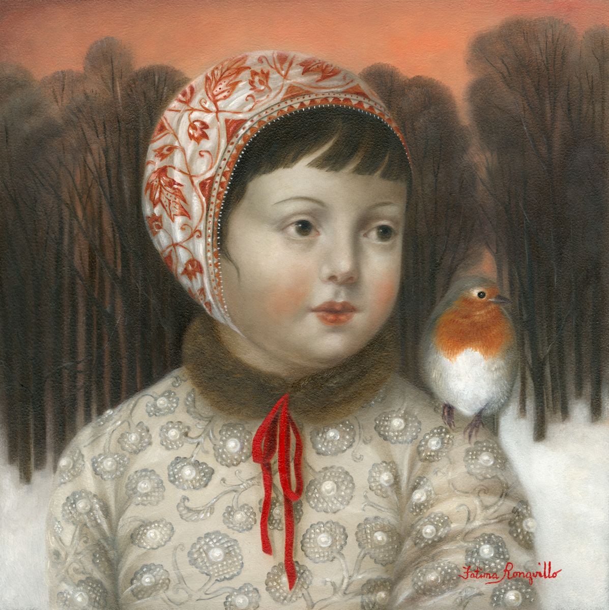 “Beloved with Amaryllis and Golden Arrow” & “Child with Winter Robin ...